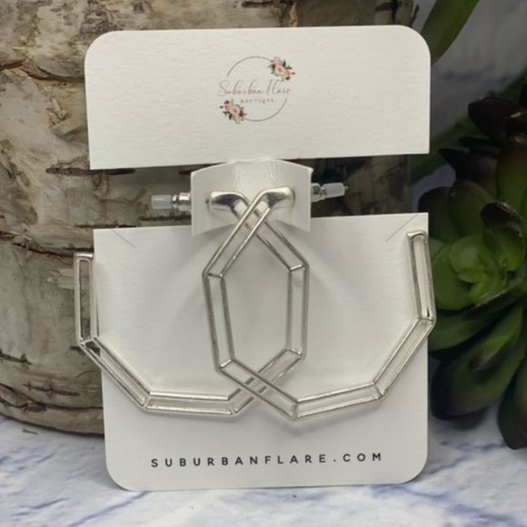 Jewelry | Silver Octagon Hoops | Poshmark